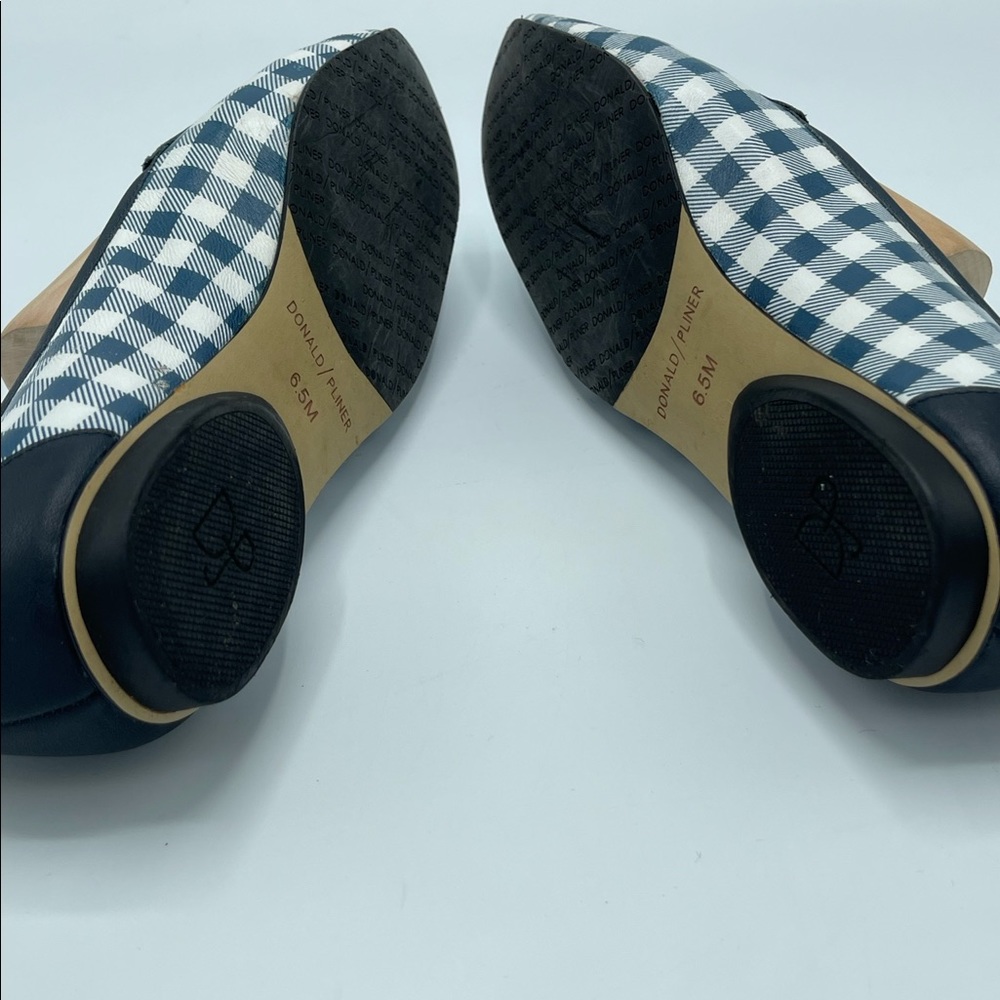 Donald Pliner Deedee Gingham Toe Leather Flats. - Gem
